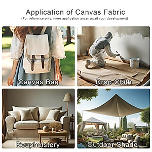 2 Yard White Heavy Duty Cotton Canvas Fabric 10.6 OZ Drop Cloth for Bag Painting Reupholstery