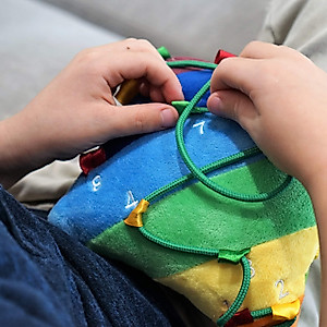 SENSORY4U Buckle Pillow Sensory Fine Motor Development Toy Activity Plushie - OT Therapy Tool Threading Counting Latches Zipper Skills