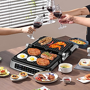 Aiwglenten Panini Press,Gourmet Sandwich Maker with Digital Control Panel, 180 Degrees Open, Suitable for Any Type or Size of Food, Detachable Drip Tray,Easy to Clean and Store