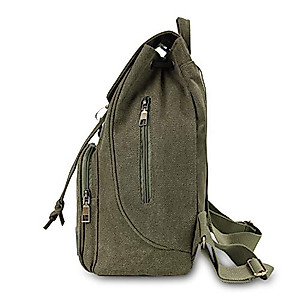 Qyoubi Canvas Fashion Backpacks Purse Casual Outdoor Shopping Daypacks School Rucksack Hiking Travel Multipurpose Bag Green