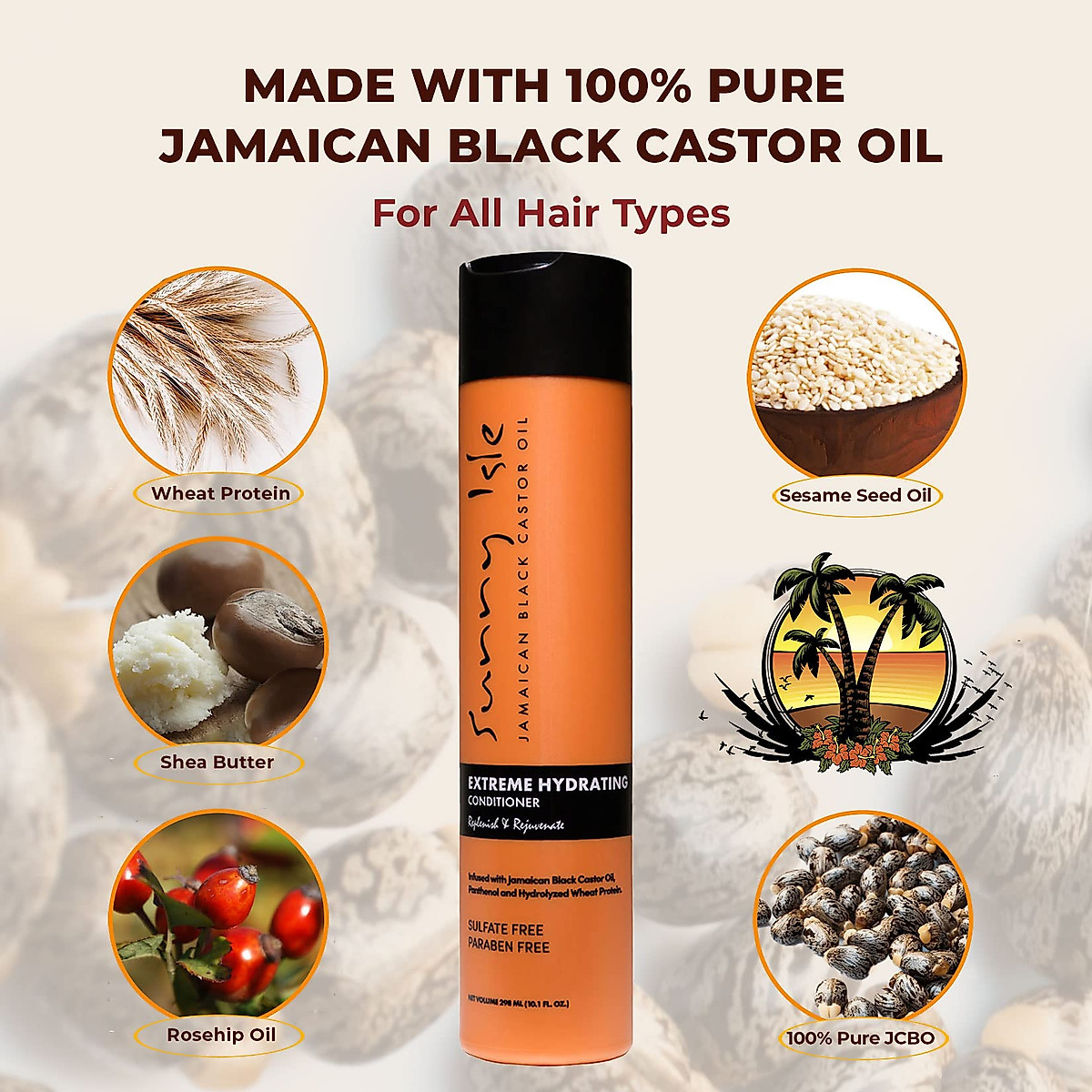 Sunny Isle Jamaican Black Castor Oil Extreme Hydrating Conditioner, Orange, 10 Fluid Ounce, Packaging May Vary