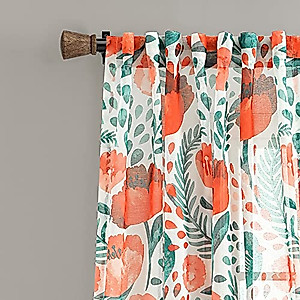 Lush Decor Pair Poppy Garden Sheer Window Curtain Panels Multi 52X84 Set, 84" Long x 52" Wide