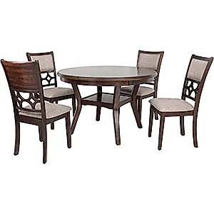 New Classic Furniture Mitchell 5-Piece Dining Set with 1 Table and 4 Chairs, Brown Cherry