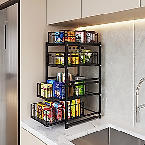 GCWPINFO Under Sink Organizers and Storage,2-Tier Pull-Out Cabinet Organizer with Sliding Drawers,Stackable Under Sink Organizer for Kinchen&Bathroom(Black)