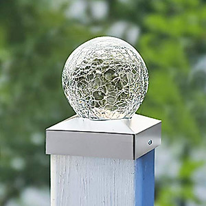 Solar Post Lights - Outdoor Post Cap Light for Fence Deck or Patio Garden Decoration- Solar Powered Gazing Ball Caps, LED Lighting, Lamp Fits 4x4 - White 4 Pack