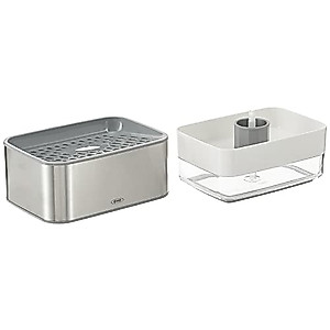 OXO Good Grips Stainless Steel Soap Dispensing Sponge Holder - Clear, One Size & Good Grips SimplyTear Paper Towel Holder - Stainless Steel