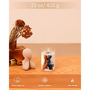 IZIDDO Coffee Bean Candles for Home Scented,15oz Extra Strong Scented Candles,90 Hours Burn Handmade Tie-Dye Candle,Holiday Candles Gifts for Women Men