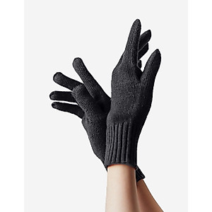 State Cashmere Jersey Knit Gloves with Ribbed Cuffs - Classic Design for Men & Women Made with 100% Pure Inner Mongolian Cashmere - Ultra Warm Winter Accessories - (Black, One Size)