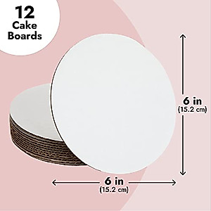 12-Pack Round 6 Inch Cake Boards, Disposable Cake Platter Board Base Tray, Cardboard Circles for Cake Plate Accessories, Cake Decorating Supplies for Desserts and Bakery (White)