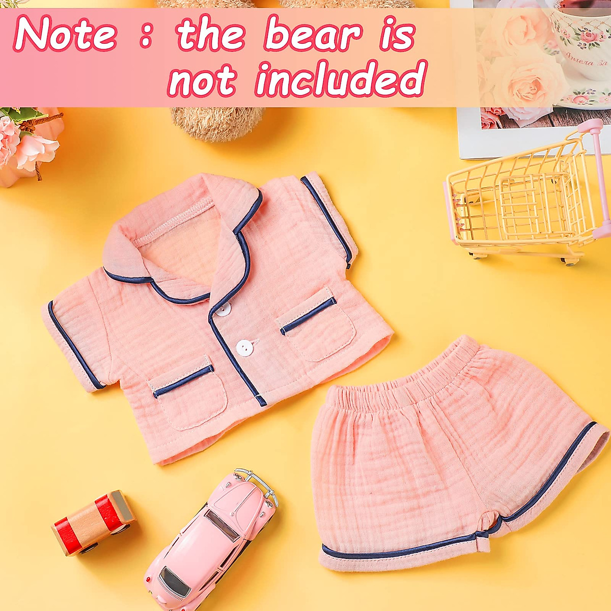 Hungdao Bear Clothes Bear Pajamas Make Your Own Animals Outfits Fits Most 14 Inches Bear Accessories, Pink
