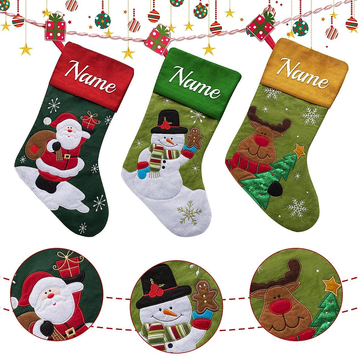 VPkiirai Personalized Christmas Stockings Set of 1 Custom Christmas Stockings with Name Family Ornament for Xmas Holiday Decoration