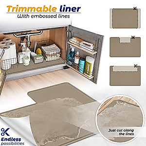 The Original Under Sink Mat - Silicone Waterproof mat, Adjustable, Easy to Clean, Kitchen cabinet liner, Disifenction Surface - 34" x 22" or smaller