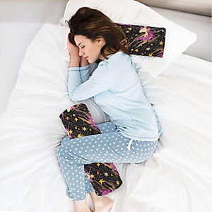 Unicorn Shine Star Neck Support Pillow Round Neck Roll Bolster Cylinder Pillow Cervical Pillows Body Pillow for Leg Knee Back Head Support for Work Women Men Traveling Headrest