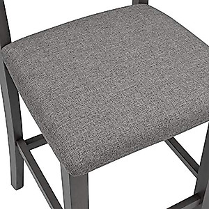 Life In Color 5 Piece Dining Table Set Wood Counter Height Dining Set Square Kitchen Table with 2-Tier Storage Shelving and 4 Padded Chairs (Gray)