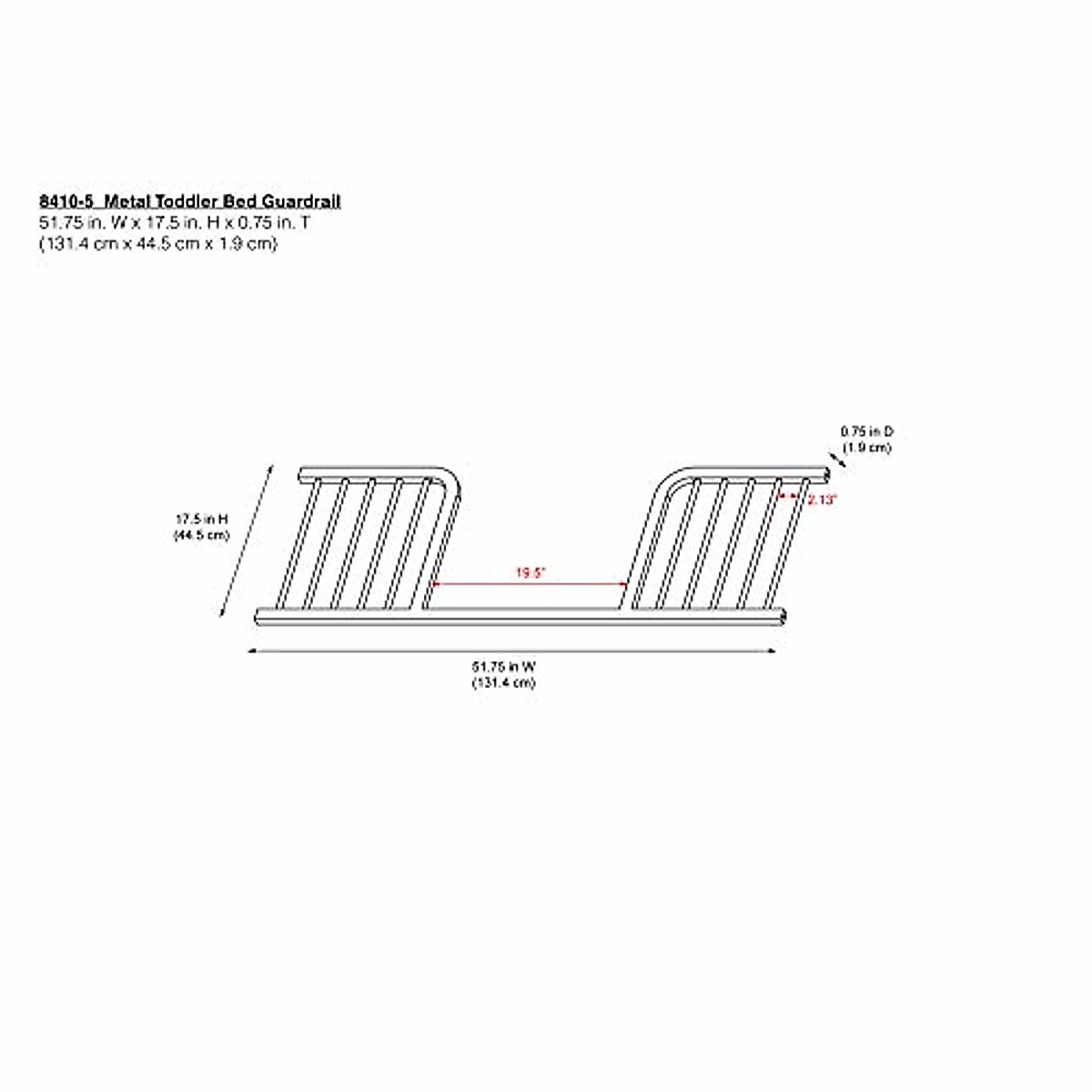 Baby Relax Juniper Metal Toddler Guardrail, Matte Black