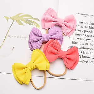 Prohouse 20 PCS Big Bows Baby Nylon Headbands Hairbands Hair Bows Elastics for Baby Girls Newborn Infant Toddler Child Hair Accessories