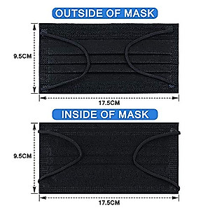 ydscsci Face Mask, Disposable 4 Ply Face Masks Protective Breathable Facial Mask for Adult Men Women Indoor Outdoor Daily Use 50 Pcs Black