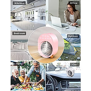 Harmohom Misting Fan Portable, Mini Air conditioner Fan, Small Desk Fan with 3 Adjustable Speeds, USB Quiet Personal Mist Fan with Colorful Nightlight for Travel Outdoor Office Makeup (Pink)