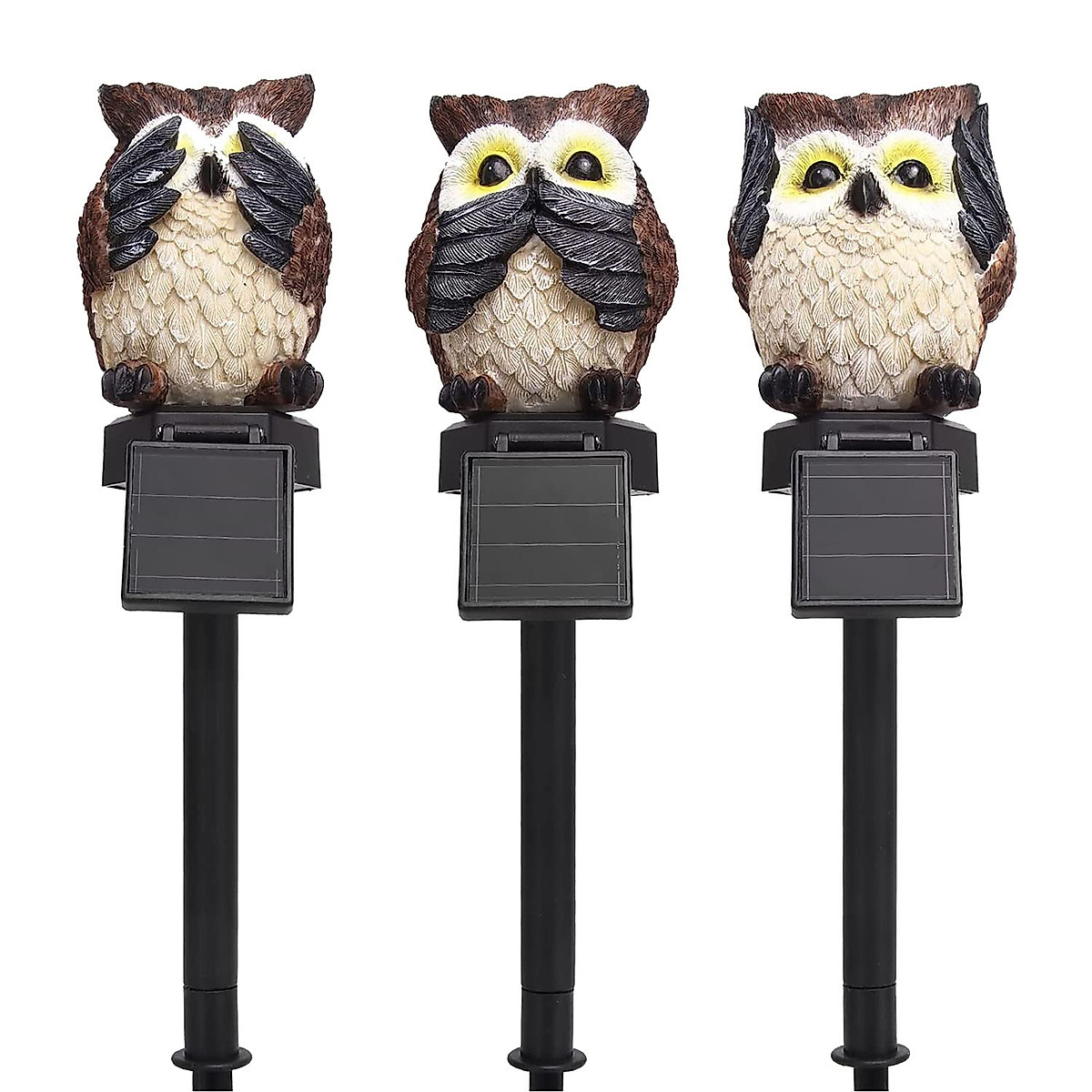 TastyHome Solar Owl Decor 3 Packs, Owl Solar Light Waterproof with Stake for Garden Decoration£¬Owl Solar Path Light Lamp Garden Sculptures & Statues for Lawn Backyard Decor