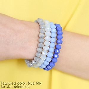 RIAH FASHION Bohemian Multi-Layer Beaded Stacking Bracelet - Versatile Stretch Strand Statement Wrap Slip-on Bangle Shiny Crystal Bead (Sparkly Mix - Yellow)