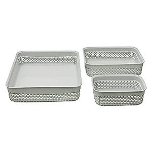 JVL Droplette Design Set of 3 Rectangular Plastic Storage, One Size, Grey