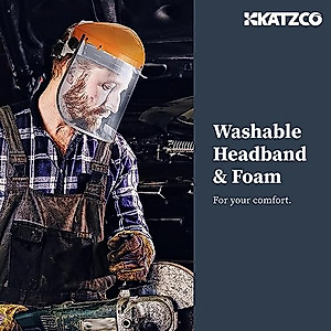 Katzco Clear Full Face Shield Visor Mask – Face And Head Coverage- Ideal For Automotive, Construction, General Manufacturing, Mining, Oil/Gas Uses