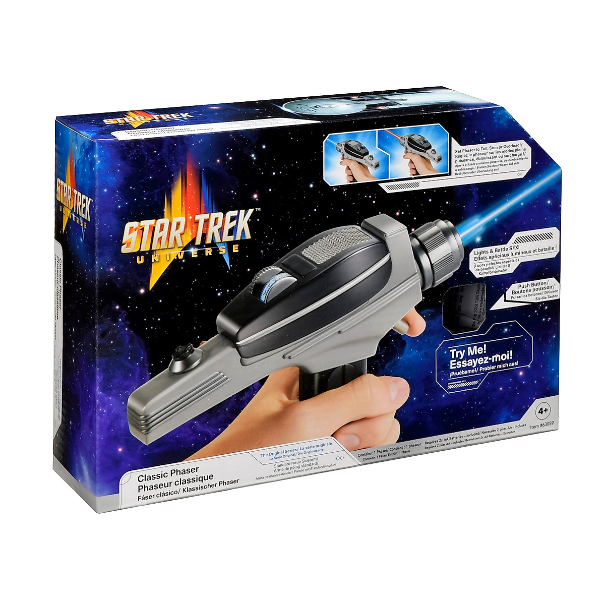 BANDAI Original Series Star Trek Phaser | 10'' Star Trek Model Phaser with Realistic Sounds and Display Stand | Great Collectable Toys Or Star Trek Gifts, (Packaging May Vary)