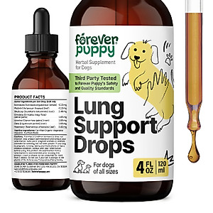 Lung Support Drops for Dogs - Vegan Dog Respiratory Health Supplements - Herbal Respiratory Support for Dogs w/Mullein Leaf and Echinacea Herb - Liquid Dog Vitamins for Pet's Lung Care - 4 oz