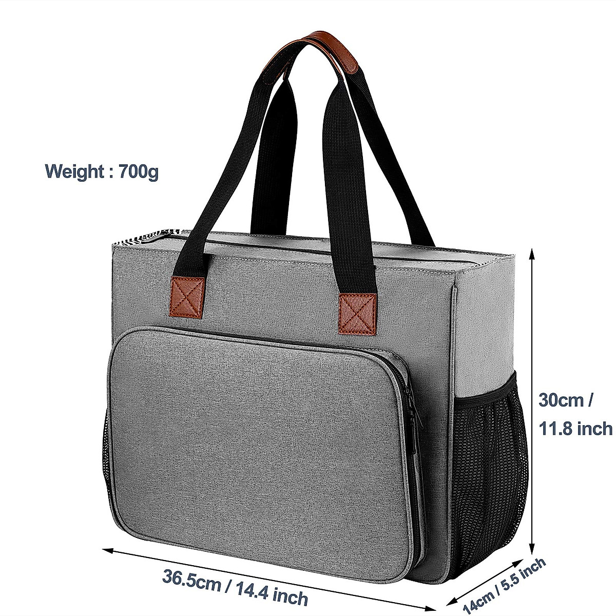 Coopay Embroidery Project Carrying Bag, Multi-pocket Embroidery Kits Storage Bag for Carrying Embroidery Floss, Cross Stitch & Hoops, Waterproof Oxford Fabric, Elegant Black (No Accessories Included)