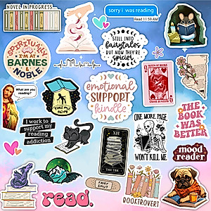100 PCS Book Stickers for Kindle, Bookish Sticker Pack for IPAD, Laptop, Ebook Readers Cute Booktok Vinyl Decals Water Bottle Girls Holographic Waterproof Smut Romance