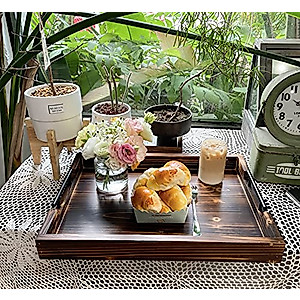 Ottoman Serving Tray - Rustic Farmhouse Decor; Lightweight with Metal Handles - Coffee Table Or Ottoman, Perfect for Parties, Decoration, Breakfast in Bed, Wine, Food, Tea! (Brown Tray)