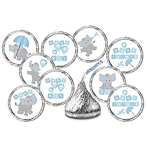 324 Elephants Blue Boy Baby Shower Favors Stickers for Baby Shower Or Baby Sprinkle Party Decorations, Baby Shower Blue Favors, Baby Shower Labels, Its a Boy Kisses. Candy not Included. Made in USA