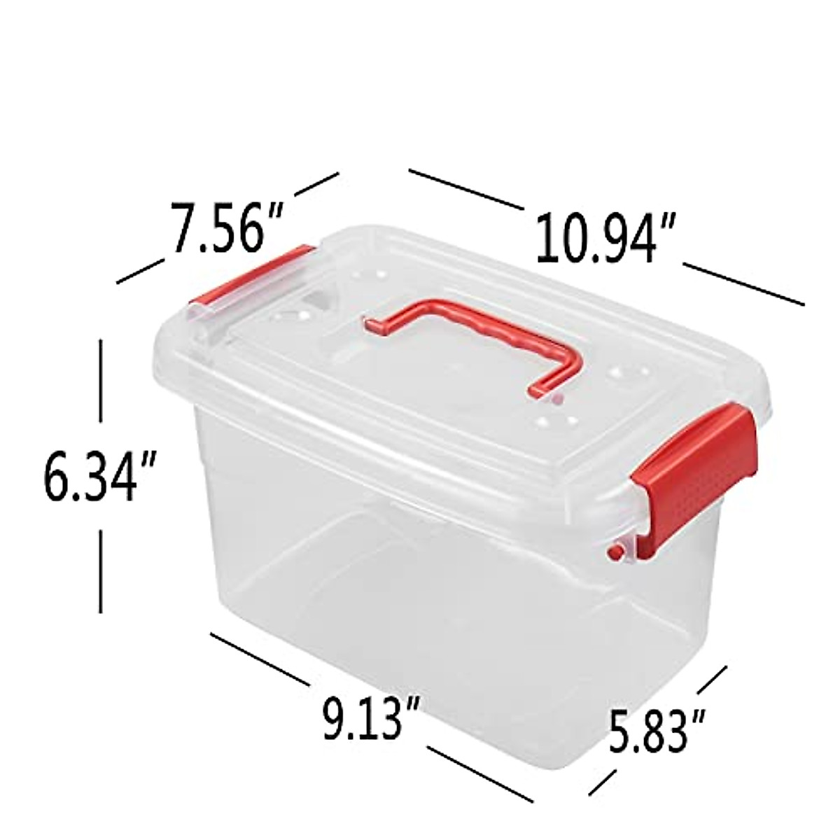 Anbers 5 Quart Plastic Bins with Lid, Latching Storage Box, 6 Packs