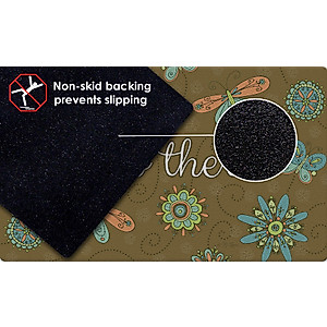 Toland Home Garden 800349 Hello Flowers and Butterflies- Brown Welcome Door Mat 18x30 Inch Floral Outdoor Doormat for Entryway Indoor Entrance