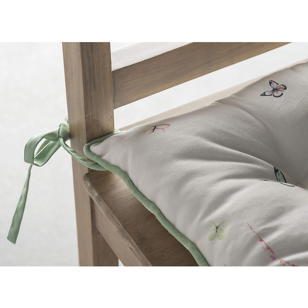 Maison d' Hermine Chairpads 100% Cotton Set of 2 Polyester Filling Cushion/Pillow Decorative Chair Pads with Ties for Kitchen, Party, Home & Camping, Botanical Fresh, Placed - Spring/Summer (16"x16")