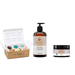 Bath Bombs Gift Set - 6 Large, Organic Shea Butter, Lavender Citrus Body Wash, All Natural, Sensitive Skin, for Men, Women & Kids - Organic Body Sugar Scrub - Lavender Citrus, Hydrating Exfoliating