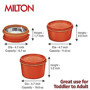 MILTON Bento lunch Box For School And Work - Stainless Steel Leak Proof Bento Box for Kids And Adults - Microwave Safe Meal Prep Container Set of 3 - Red