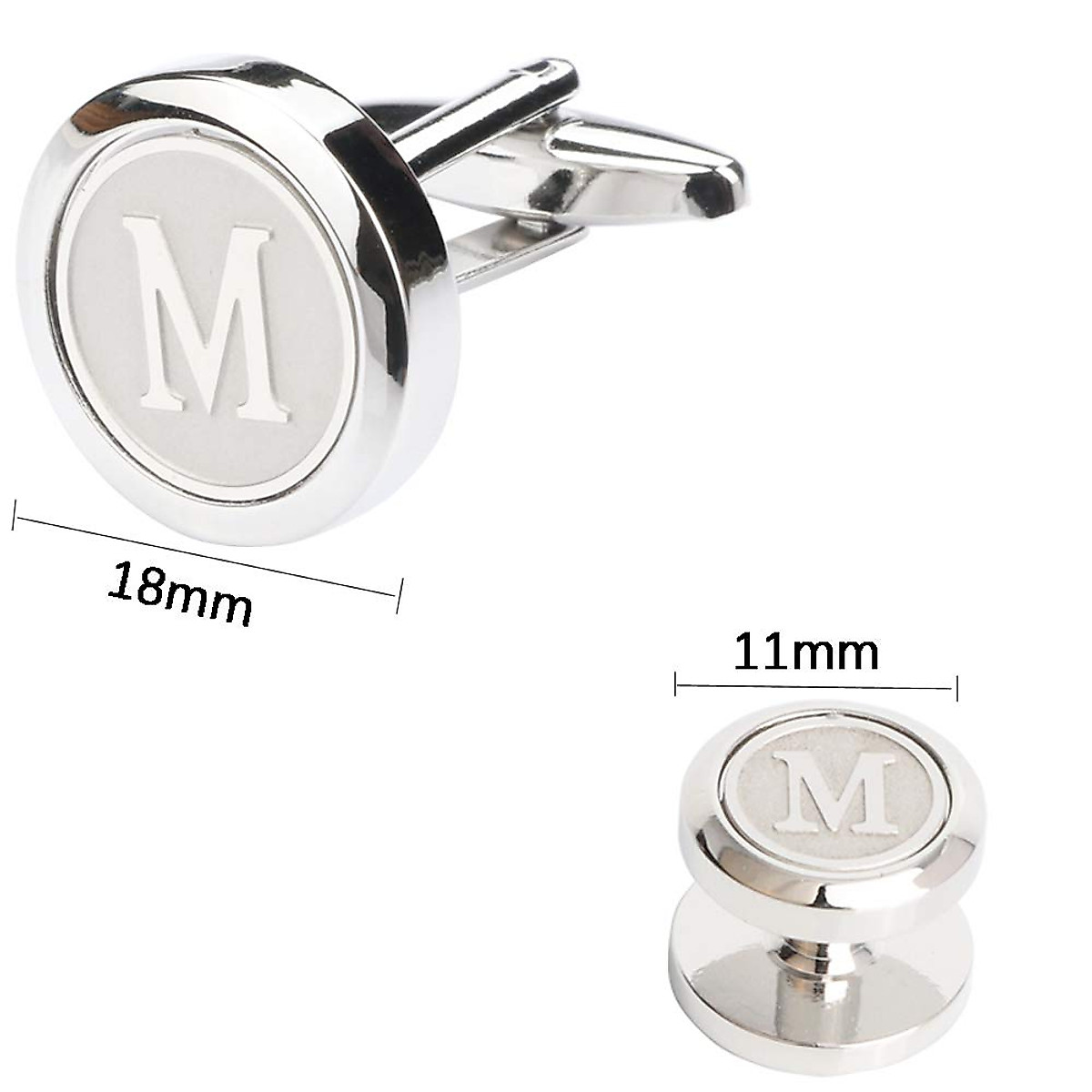 Dannyshi Mens Cufflinks and Studs Tuxedo Shirts Business Wedding Initials Alphabet A-Z Gift Set (M)