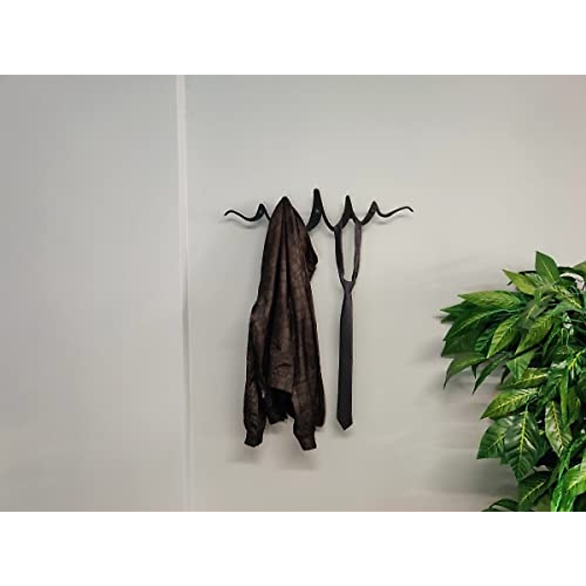 Signature Metal Wall Art for Entryway Clearance Zick Zack Coat Rack 5 Hooks Decorative Minimalist Design Housewarming Gift for Hanging Coats Hats Towels - Stainless Steel Matte Finish Waterproof