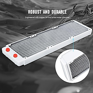 360mm Water Cooling Radiators, 12 Pipe Heat Exchanger Radiators, Copper Computer Radiators for PC CPU Computer Water Cool System, G1/4 Thread, Easy Installation, White