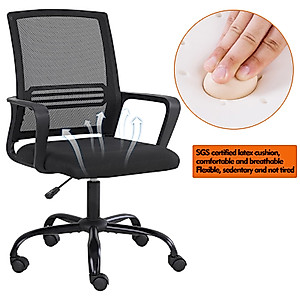 Desk Chairs Set of 8, Office Mesh Chair with Wheels Lumbar Support Rocking Ergonomic for Bedroom Living Room Home Executive Office Computer Chair Swivel Adjustable 36-40inch Black