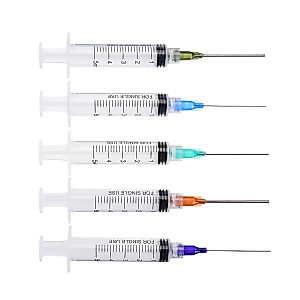 5 Pack 5ml Ink Filling Syringe Luer Lock Plastic Syringes With Platic 1.5'' Blunt Needle Tip For Liquid Glue Oil Ink