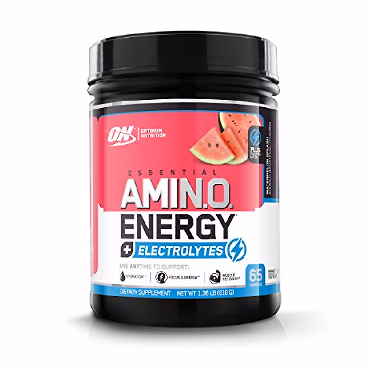 Optimum Nutrition Amino Energy + Electrolytes Powder - Pre Workout, BCAAs, Amino Acids, Keto Friendly, Energy Powder - Watermelon Splash, 65 Servings