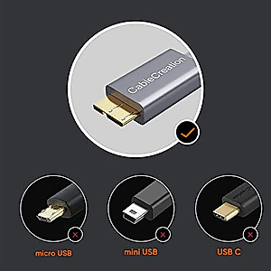CableCreation Short USB3.0 Hard Drive Cable 1FT, USB 3.0 A to Micro B Cable 5Gbps Data, USB 3.0 External Hard Drive Cable Works for WD Toshiba Seagate Hard Drive Galaxy S5 and More 0.3m