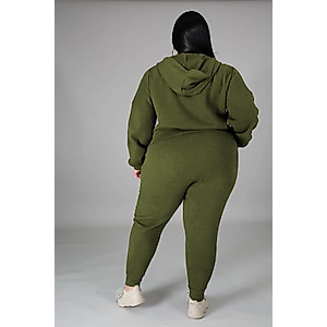 Tycorwd Women's Plus Size Two Piece Outfits Sweatsuits Sets Long Sleeve Loungewear Tracksuit Sets Dark green-3XL
