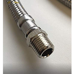 LPG Propane Gas Hose [3261] Pigtail Connector 1/4 MNPT x 7/8-14 Left Nut Hand-wheel Connector – Black – 2 mt or 6.5 Feet Low Pressure 6' Braided Aluminum reinforced Gas Hose Pigtail Rabo de Cochino