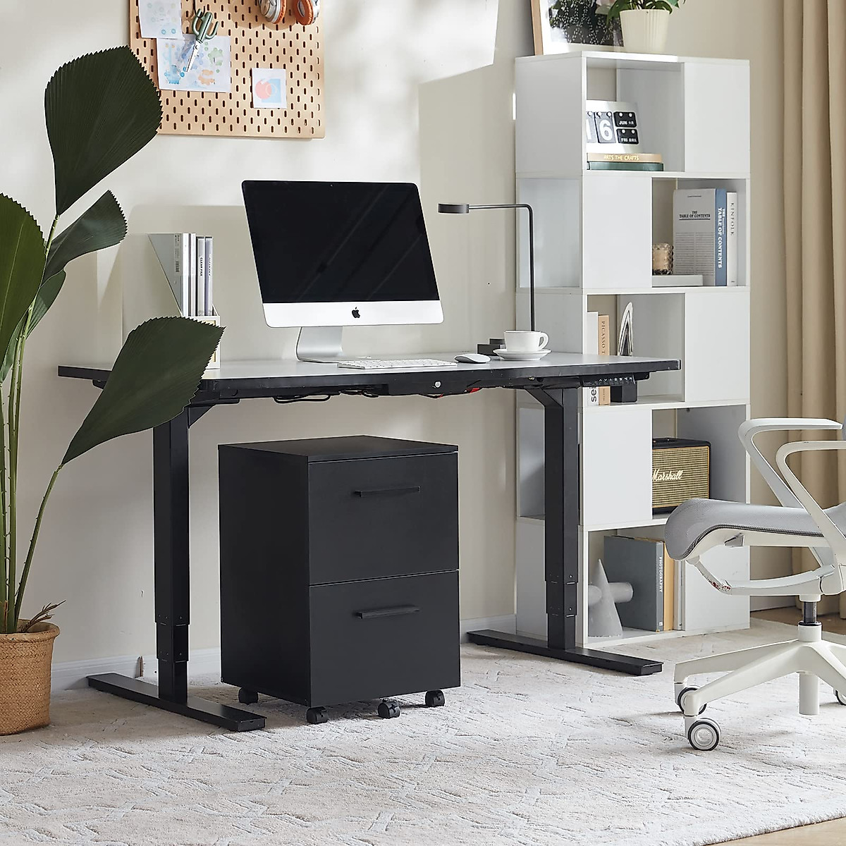 VICLLAX 2 Drawer Mobile Filing Cabinet, Vertical File Cabinet for Legal/Letter/A4 Files, Assembled Needed, Black