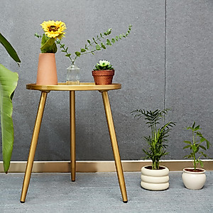 Round End/Side Tables for Living Room, Ideal for Any Room-Side Tables Living Room, Bedroom, Gold Plant Stand Balcony, Modern Coffee/Accent Table