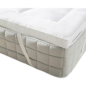 Plush Topper, Viscose Derived from Bamboo, Filled Mattress Topper, 2 Inches Thick Hypoallergenic Overfilled Down Alternative Anchor Bands Mattress Topper, Soft Cotton Shell, King