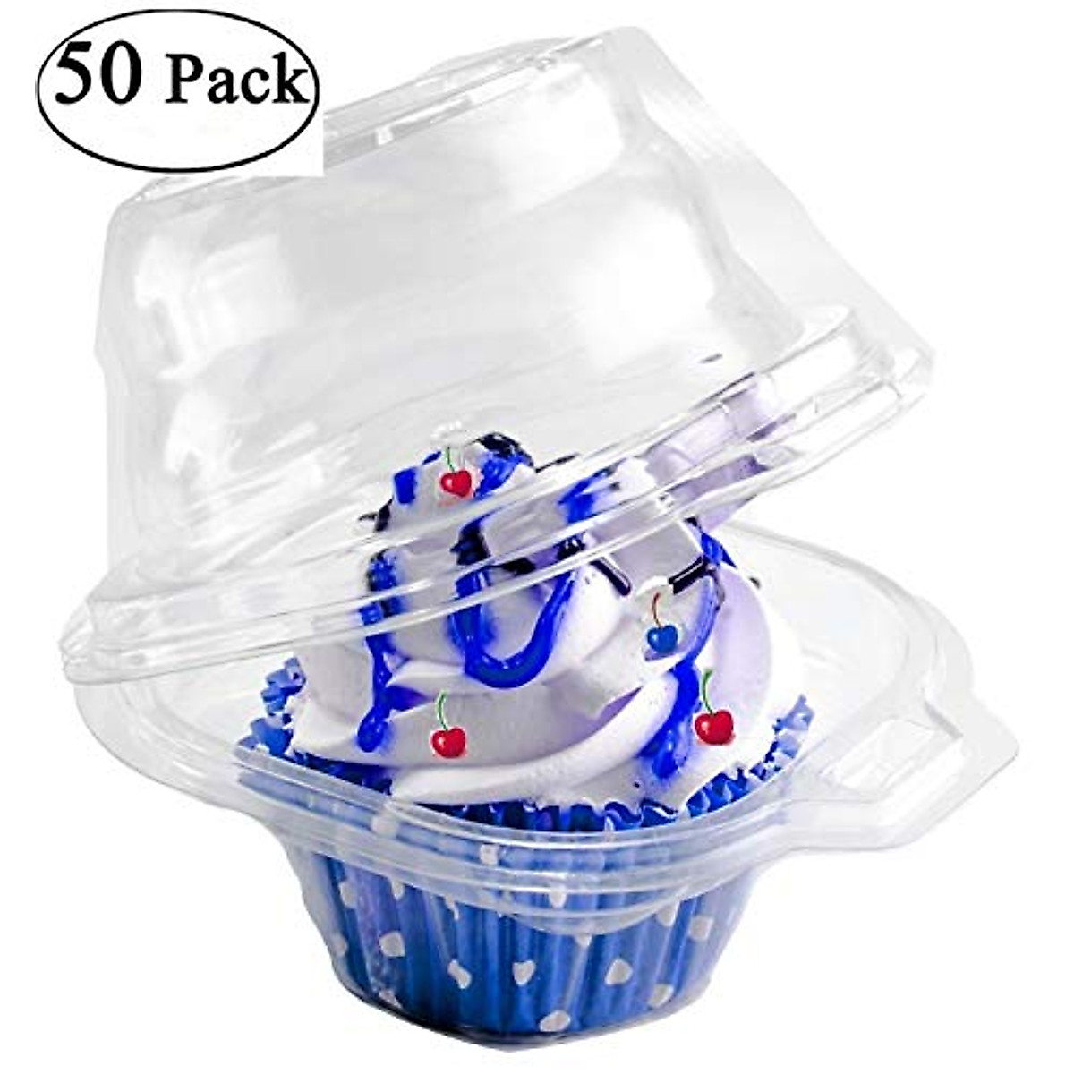 pack of 50 individual cupcake containers Strong and Sturdy Clear Plastic Cupcake Muffin Containers disposable 1 Compartment cupcake containers Cupcake Carrier Holder single cupcake favor box plastic